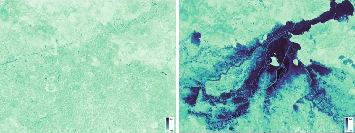 Monitoring floods using Python and Sentinel-2 satellite data